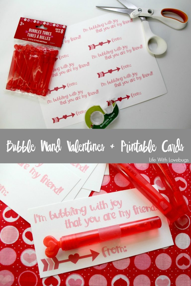 Bubble Wand Valentines + Printable Cards - Life With Lovebugs
