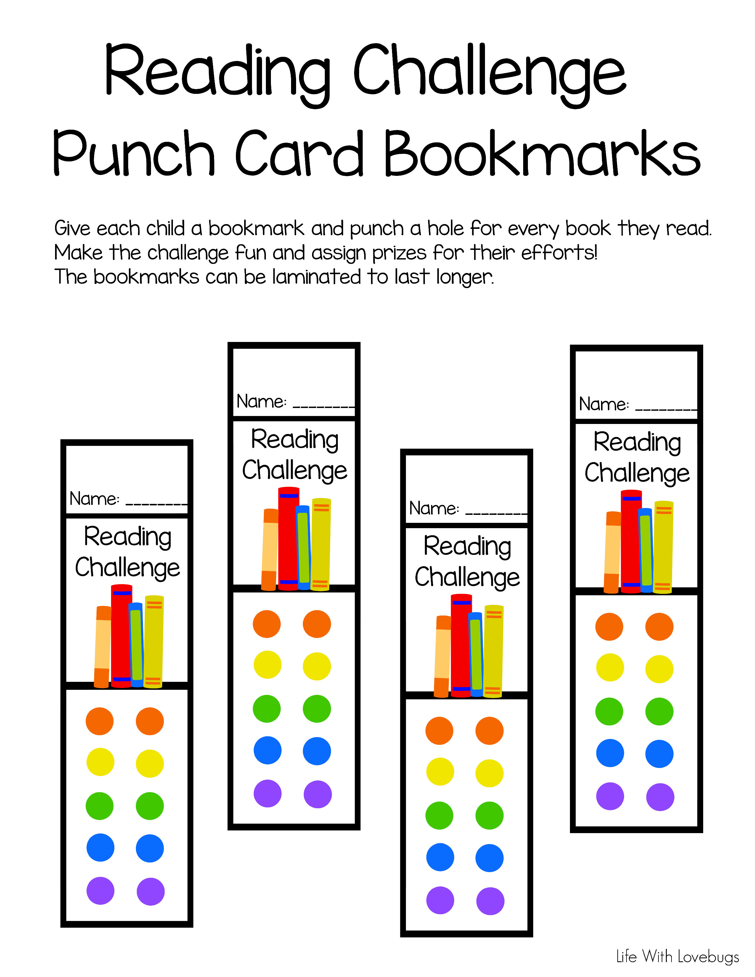 Reading Challenge Printable Bookmarks - Life With Lovebugs